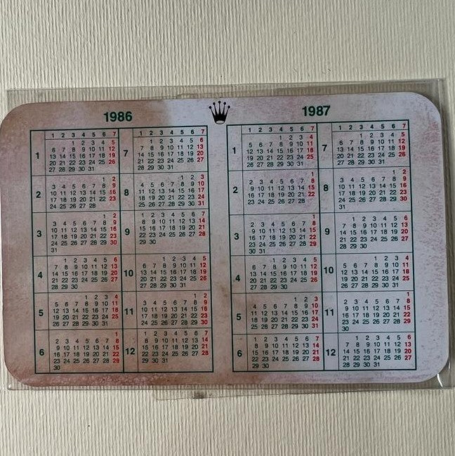 Original Rolex Calendar card for 1986 - 1987 – Martin Luxury