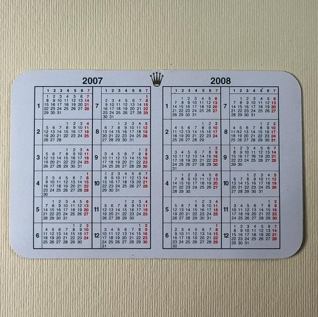 Original Rolex calendar card for 2007 - 2008. – Martin Luxury